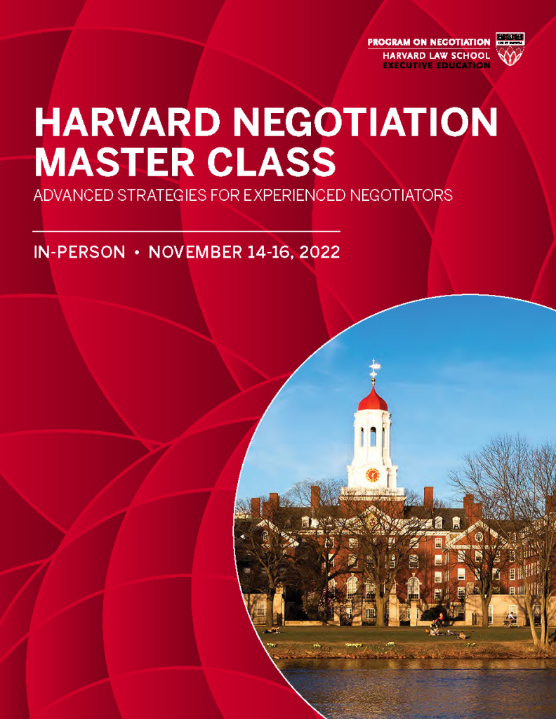 Harvard Negotiation Master Class Archives - PON - Program on ...