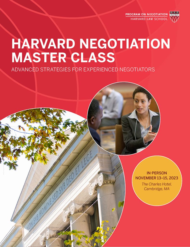 Harvard Negotiation Master Class Archives - PON - Program on ...