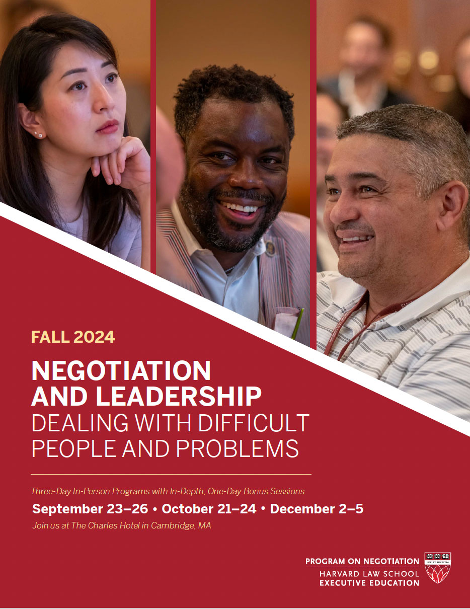 Negotiation Programs - PON - Program on Negotiation at Harvard Law School